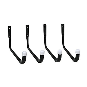 Shepherd Hardware 8091E Heavy Duty Steel 10-Inch Garage Storage Utility Hooks, 4 Pack, Black