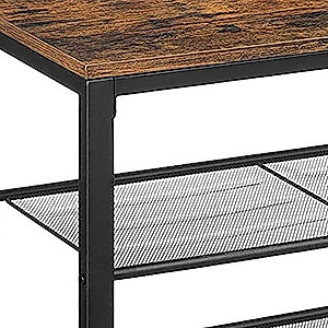 Benjara 39 Inches Wooden Shoe Organizer with Mesh Shelves, Brown and Black