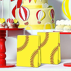 durony 16 Pieces Softball Gift Bag Softball Print Paper Bags Goodie Favor Bags for Softball Party Decorations Supplies