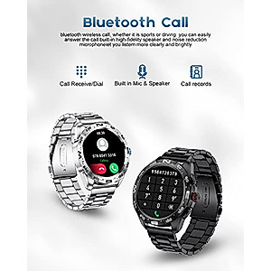 LIGE Smart Watches for Android iOS, Bluetooth Calls/Text Remind/Voice Speaker, Fitness Tracker with Heart Rate Sleep Monitor, 1.32'' HD Full Touch Screen, IP67 Waterproof Black Smartwatch for Men
