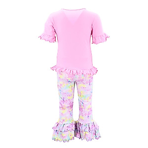 Unique Baby Girls Cutest Bunny Ever Easter Pant Set Outfit (10Y, Pink)