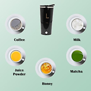 daasigwaa Rechargeable Self Stirring Mug - Magnetic Electric Auto Mixing Stainless Steel Cup for Office/Kitchen/Travel/Home Coffee/Tea/Hot Chocolate/Milk-400 ml/13.5 oz(Black)