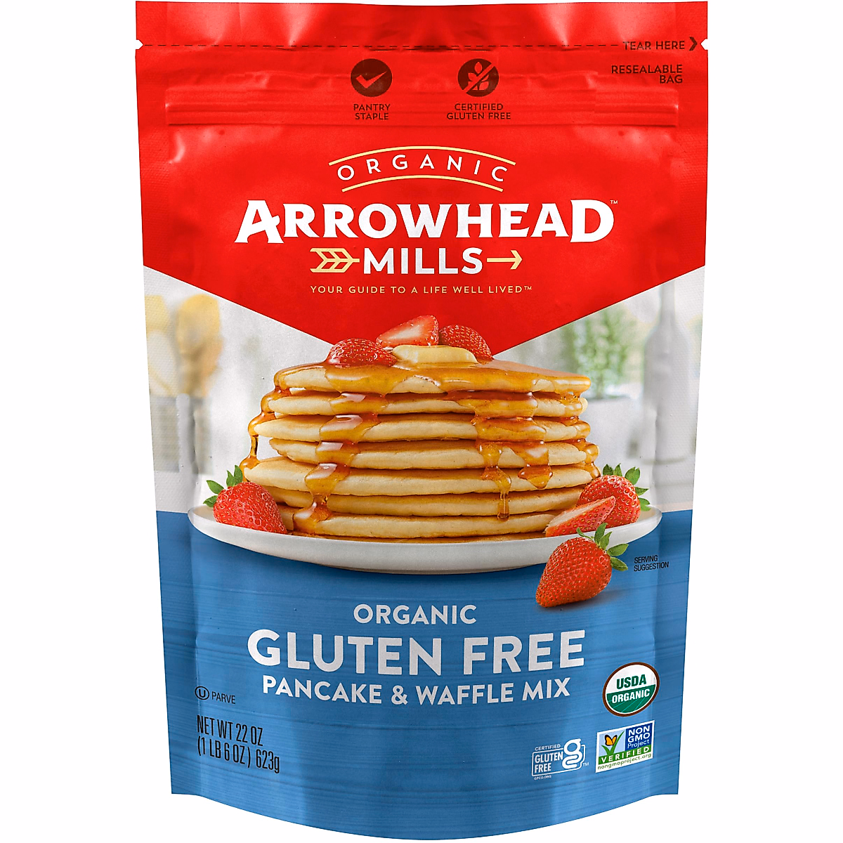 Arrowhead Mills Organic Gluten Free Pancake & Waffle Mix, 22 oz Bag