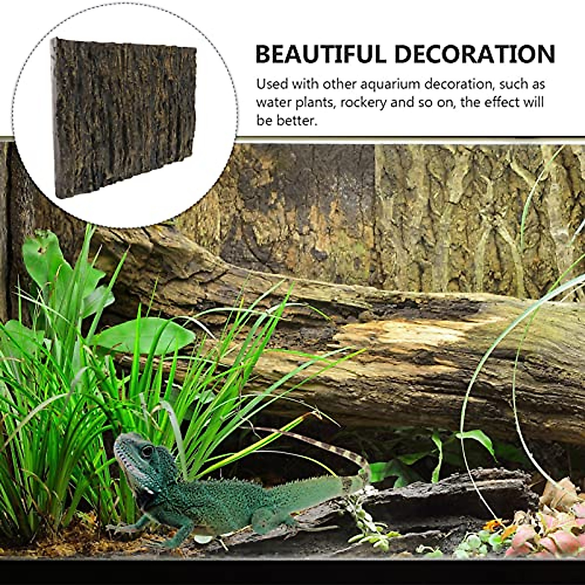 YARDWE Reptile Tank Background Aquarium Background Board Artificial 3D Bark Poster Foam Fish Tank Board Reptile Box Background Decoration for Vivarium Zoo Home Cork Tank Background