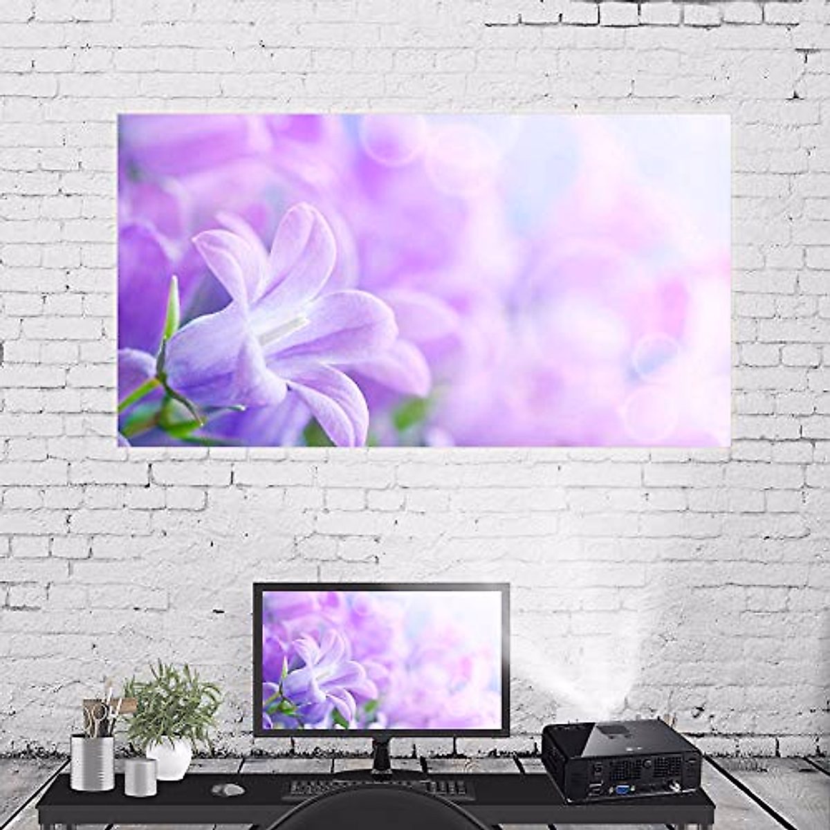 Projector Screen,ASHATA Outdoor Projector Screen 16:9 60-120 Inch Portable Projector Screen Synthetic Polyester Fabric Suitable for Outdoor Camping Movie,Open-air Cinema(60inch)