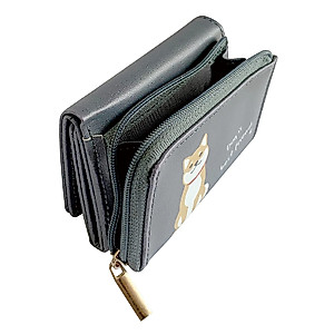 Abeille APA-1606 Mini Wallet, Tri-Fold, Shiba Inu, Khaki, Dog