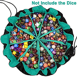 SIQUK Large Dice Bag with Pockets Big Capacity Dice Bag Drawstring Dice Pouch DND Dice Storage Bag for RPG MTG Table Games, Hold Over 300 Dice, Rose Red