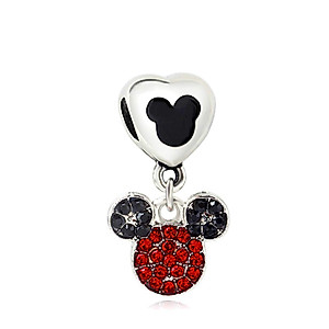 LaBenie Red Mouse with Black Ears Charm Bead