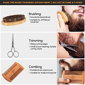 THEMANCODE Beard Grooming Kit w/ Beard Wash Soap, Beard Oil, Beard Conditioner Balm, Beard Brush, Beard Comb, Beard Shaving Scissors, Beard Growth Beard Care Gifts for Men