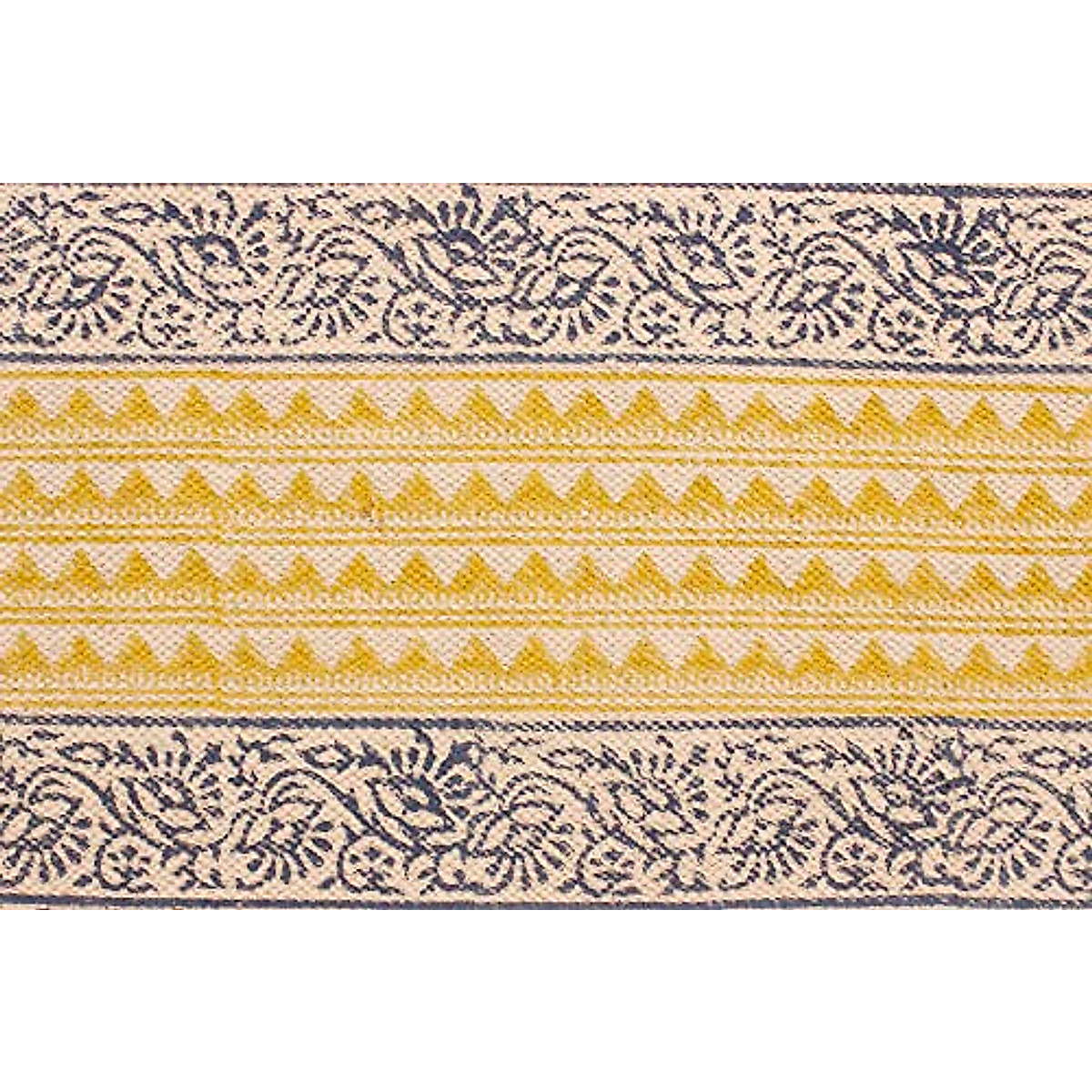 Casavani Upgraded Boho Bathroom Rug 100% Woven Geometric Rug for Bedroom Blue and Yellow Rug Bohemian Bath Mat, Kitchen Rug Washable Cotton Throw Rug Tassel Rug for Living Room 4x15 Feet Runner