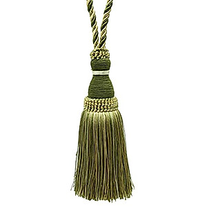 Beautiful Large 8" (20cm) Tassel (KTH8) Olive Garden Green Multicolor #010 (Yellow Green, Sage Green, Olive Green, Off White) Individually Sold