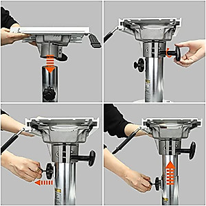 ONHI Adjustable Aluminum Height Locking Boat Seat Pedestal 14-20-Inch with Slide,Silver Matte Brushed