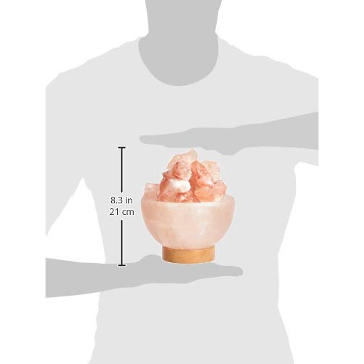 Amazon Basics Natural Himalayan Salt Lamp Bowl with Natural Crystal Chunks, Wood Base with Dimmer Switch - Crystal Pink