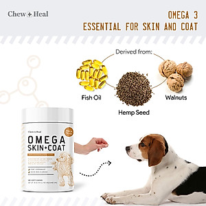 Dog Calming Treats and Salmon Oil Omega Treats for Skin and Coat -Anxiety and Stress Relief Supplement Thiamine and L-Tryptophan for Travel, Storms, Fireworks -Essential Fatty Acids, Omega 3, 6, and 9