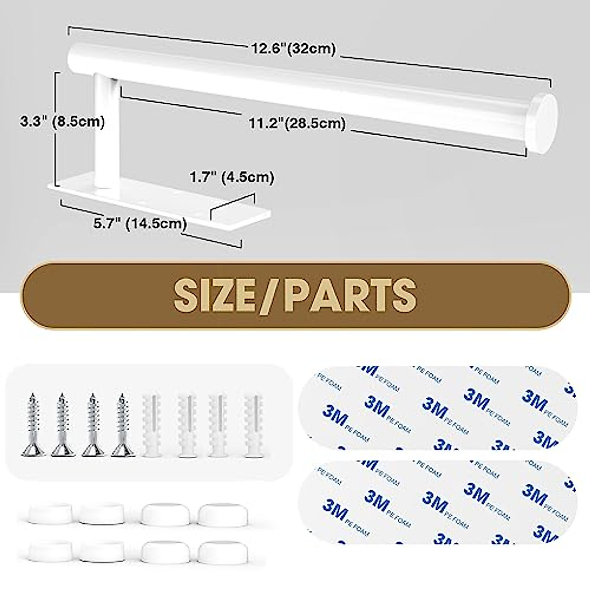 JDGOU Paper Towel Holder Self Adhesive or Drilling,Paper Towel Holder Under Cabinet,Paper Towel Holder Wall Mount Waterproof and Rustproof,Perfect Kitchen Organization for Kitchen,Bathroom,Sink White