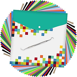HTVRONT Heat Transfer Vinyl Bundle: 24 Pack 12"x12" Iron on Vinyl Sheets for T-Shirt, 21 Assorted Colors HTV Vinyl with 1 Teflon Sheet & Weeding Hooks