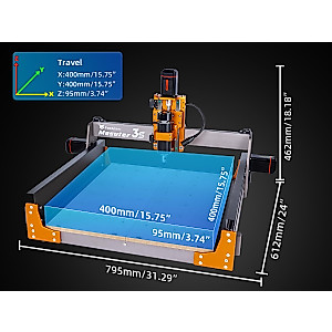 FoxAlien Masuter 3S CNC Router Machine with NEMA 23 Closed-Loop Stepper Motor, 400W Spindle 3 Axis Engraving Milling Machine for Wood Acrylic Aluminum Carving Cutting