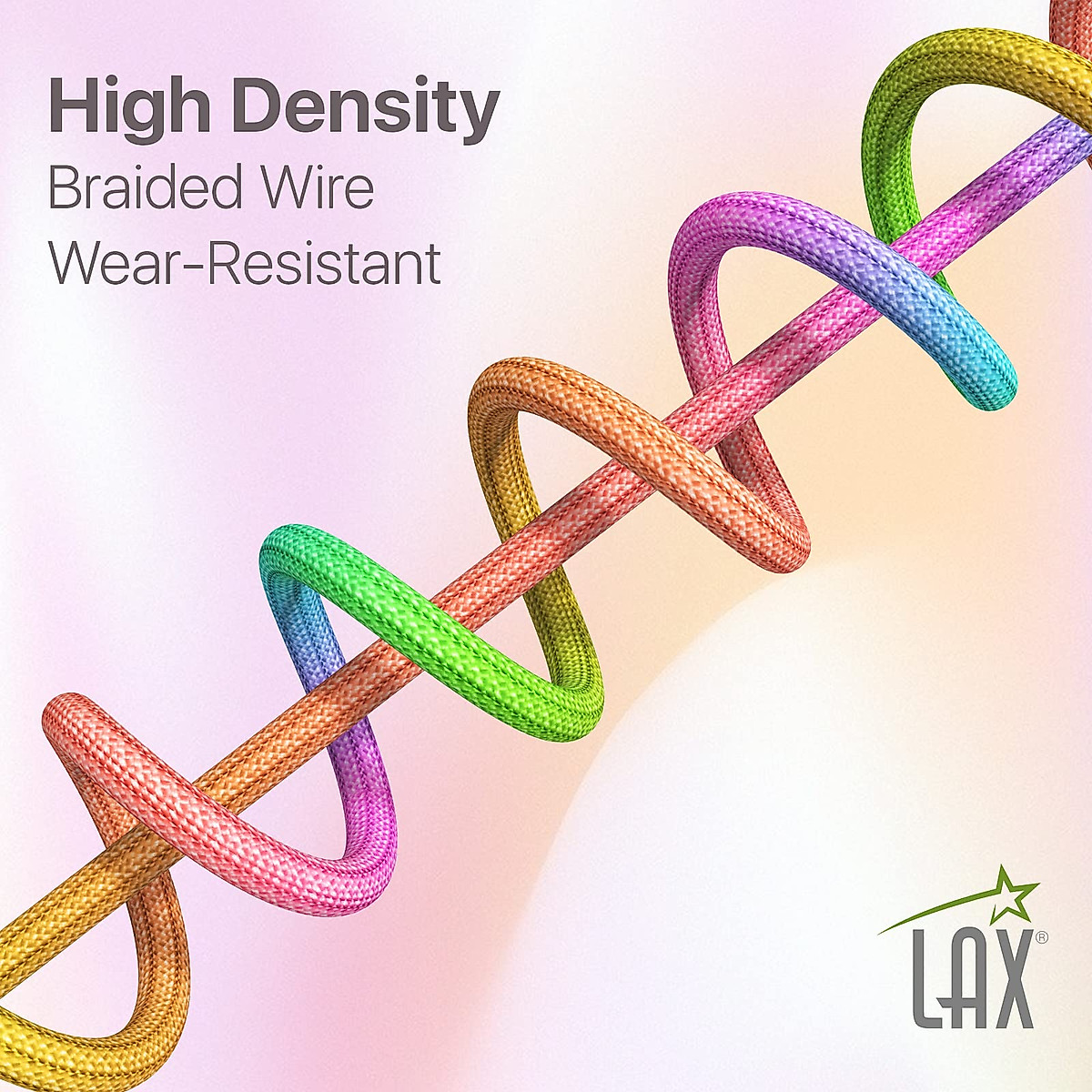 LAX Gadgets USB C to Lightning Cable - Apple MFI Certified Lightning Cable for iPhone 14/14 Plus/14 Pro/14 Pro Max, iPad, iPod - Durable Nylon Braided Fast Charging Cable - 6ft - Rainbow