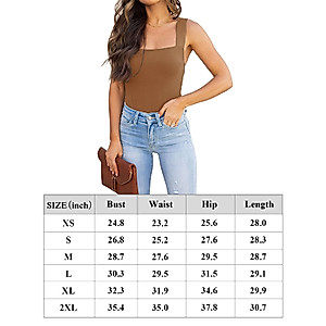 REORIA Womens Sexy Club Square Neck Sleeveless Tank Tops Bodysuits Stretchy Leotard Clubwear White Medium
