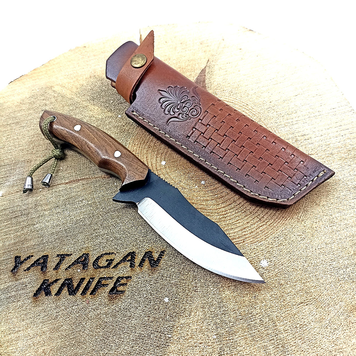 Handmade Steel Hunting Knife - Leather Knife Sheath - Tactical Fixed Blade Bushcraft Knife , Knives Men , Survival Knife , Camping Knife , Full Tang Blade