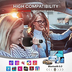 MAONO Bluetooth Karaoke Microphone for Kids, MKP100 Portable 3 in 1 Wireless Handheld Mic with Speaker and Recording for Smartphones,Computers, Car Kids,Party,Gift to Family and Friends(Black)