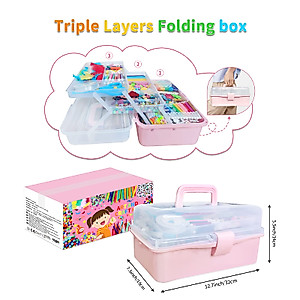 Itopstar 3000 Kids Arts and Crafts Supplies for Kids Girls Crafting Supply in 3 Layered Plastic Art Box All in One Kids Ages 4 5 6 7 8 9 10 11 & 12 Year Old Girls & Boys Crafting Supply Set