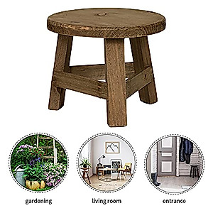 LVOERTUIG Wooden Mini Stool Display Stand, Decorative Round Wood Pedestal Stool Plant Pot Riser, 7inch Mini Plant Stand Potted Plant Shelf Succulents Bonsai Rack (1pcs, Wood Color(7x6 inches))