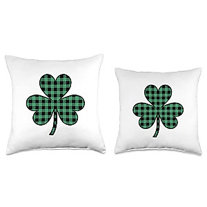 Saint Patricks Day Shirts 4U St Patricks Day Shirt Irish Women Men Plaid Graphic Shamrock Throw Pillow, 16x16, Multicolor