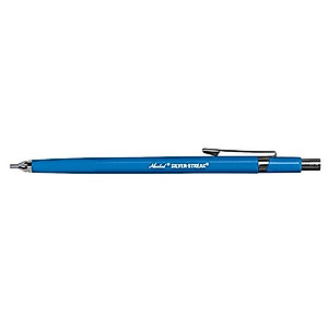 Markal 96107- Markal Silver-Streak Refillable Mechanical Holder With 6 Silver Highly Visible Reflective Lead Refills, Built-in Sharpener, 1 Click Advance -Ideal for Metal Layout & Fabrication Work