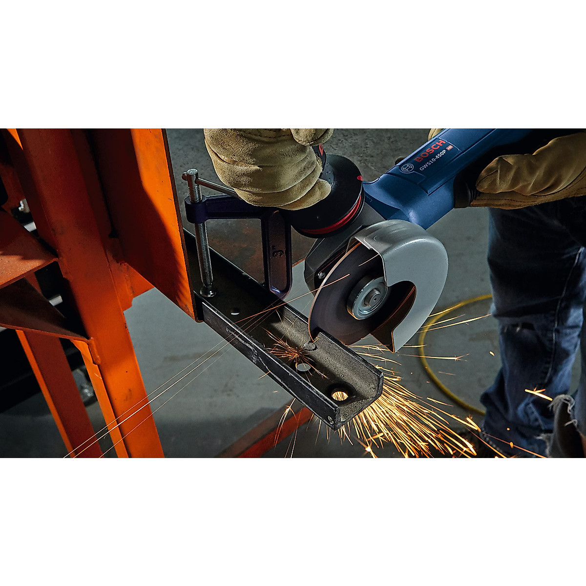 BOSCH GWS10-450P 4-1/2 In. Ergonomic Angle Grinder with Paddle Switch, Grey,black,blue