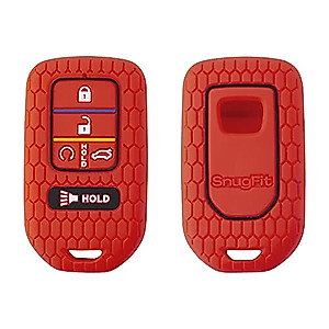 AME 2PCS Deluxe Key Fob Cover for Honda Accord CR-V Civic Pilot (RED Black Combo)