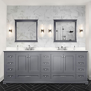 Bell+Modern Tybee 84 in. W x 22 in. D Dark Grey Double Bath Vanity, Cultured Marble Top, Faucet Set and 34 in. Mirrors