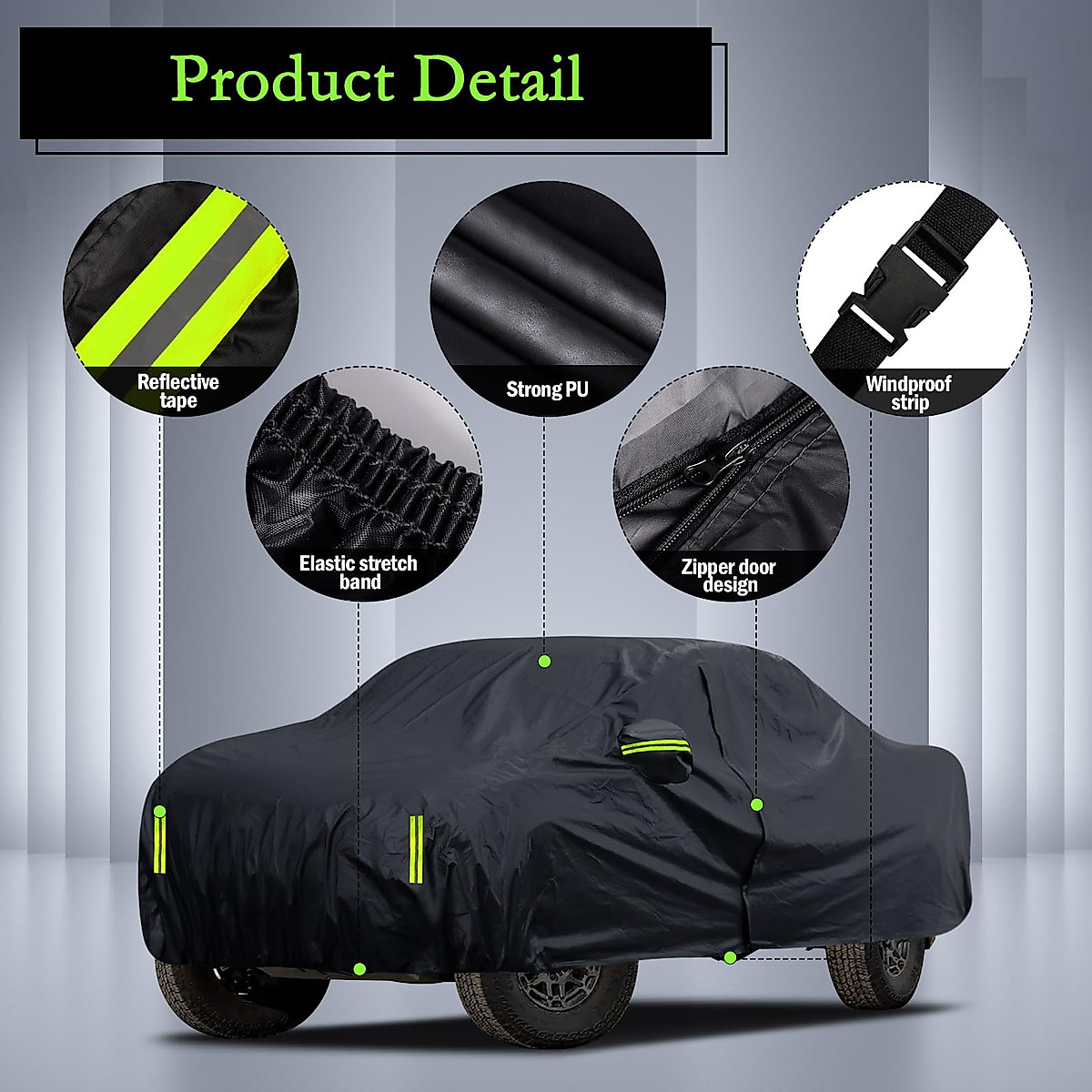 Car Cover Custom Fit for Toyota Tacoma 2005-2023, Waterproof All Weather for Automobiles Full Exterior Cover Rain Sun Snow Protector with Door Zipper