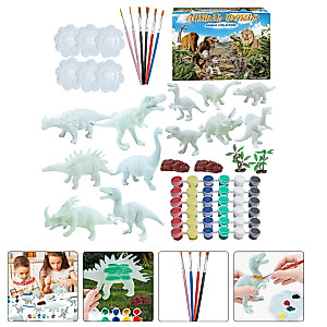 SEWACC 192 Pcs DIY Painted Animals Children Painting Supplies Kids Painting Supplies Children Painting Toy Painting Kit for Children Toys Hand Painting Graffiti Plastic White