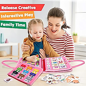 HONGDDY Busy Board Montessori Toys for Toddler, Sensory Board Toy for Learning Fine Motor Skills Quiet Book Travel Toys Educational Plane Travel Activity for Girls & Boys Gifts