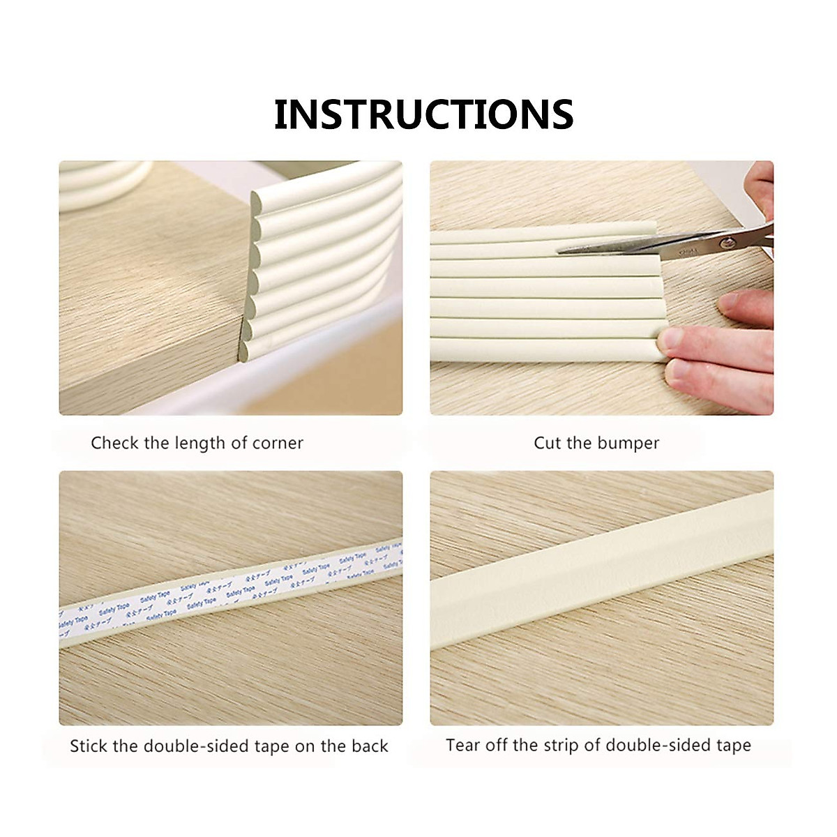 GFQLONG 2 Pack Baby Proofing Edge & Corner Guards 6.5ft Multifunctional Child Safety Furniture Wide Bumper Table Sharp Edges Protector, Black