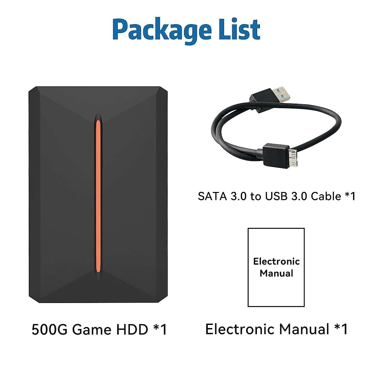 Emulator Console Game HDD 500G, Retro Game Console with 3700+ Video Games & 13 Hot Emulators, Compatible with Launchbox Hard Drive for PC with Win 8.1/10/11, Plug and Play,Sata 3 to USB 3.0,Up to 6G/s