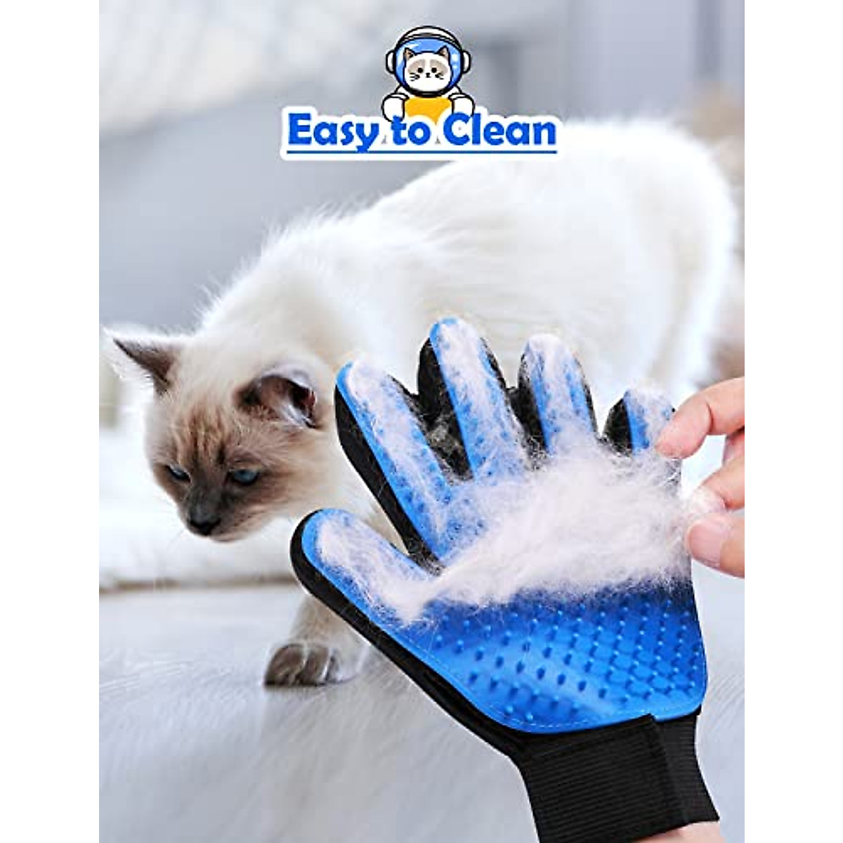 Cat Grooming Glove Brush, RIFNEEIM Pet Deshedding Glove with Self Cleaning Slicker Brush, Efficient Pet Hair Remover Massage Tool with Enhanced Five Finger Design for Cat Dog
