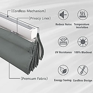 SUNFREE Cordless Roman Shades for Windows, Blackout Room Darkening Roman Blinds, Thermal Insulated Window Blinds Treatment, Washable Roman Blind for Living Room, Bedroom, Kitchen, 34" x 64", Grey