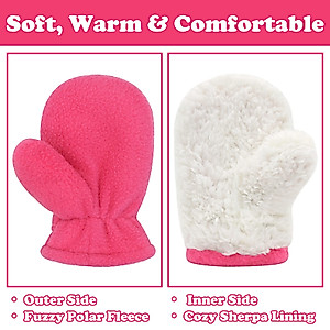 Sherpa Baby Girls Mittens - Winter Toddler Snow Gloves 12-18 Months