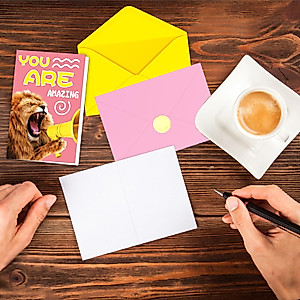 Funny Animal Greeting Cards with Envelopes Stickers 24 Pack Thinking of You Miss You Hello Note Cards for for Kids Students Friends Teacher Family Birthday, Holiday Gifts Present 4x6 In