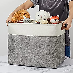 DULLEMELO Collapsible Bundle Baskets 2 Large Baskets 17"x12"x15" + 2 Narrow Baskets 15"x6"x5.5"（White&Grey)