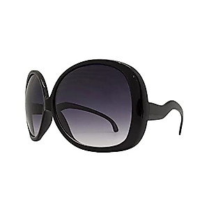 Elite - Big Huge Oversized Vintage "Jackie O" Style Sunglasses Retro Women Celebrity Fashion (Black)