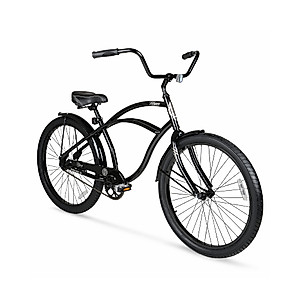 Hyper Adult Beach Cruiser Bike Men 26 Inch Commuter Bike with Rear Coaster Brake and Oversize Comfort Seat Commuter Bicycle Men with Sturdy Steel Vintage Cruiser Bike Frame. Beach Cruiser (Black)