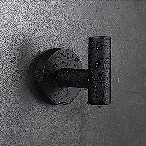 Flybath Coat Hook SUS 304 Stainless Steel Bathroom Towel Robe Hook Shower Kitchen Hanging Hooks Wall Mounted, Matte Black - 2 Pack