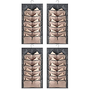 YUNZSXJY Durable Hanging Closet Organizer for Underwear Double Sided with Mesh Pockets,Space Saving Storage Pocket Bra Clothes Socks Organizer Home Basics. (Gray, 2PCS 6+6 Pockets)