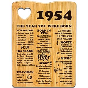 BackURyear 70th Birthday Gifts for Women Men, 70th Birthday Presents for Her Him, 70 Years Old Birthday Decorations, Born in 1954- Turning Seventy, 70th Birthday Cutting Board Gifts