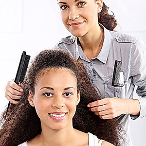 Geiserailie 3 Pcs Slick Back Hair Brush Set Bristle Brush Edge Control Teasing Comb for Women Black Hair(Black)