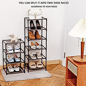 ZOINLIY 10 Tiers Vertical Shoe Rack Space Saving Metal Shoe Shelf Organizer 10 Pairs Narrow Shoe Organizer for Entryway Black