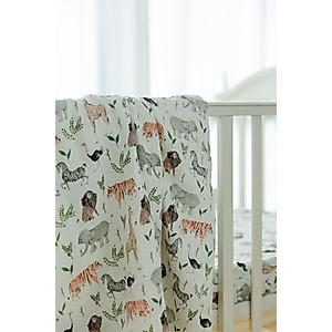 Little Jump Muslin Baby Quilt, Jungle Print Breathable Muslin Quilt Toddler Blanket - Oversized 47" x 47" - 2 Layers Muslin Crib Blanket for Baby Boy and Girls (Jungle)